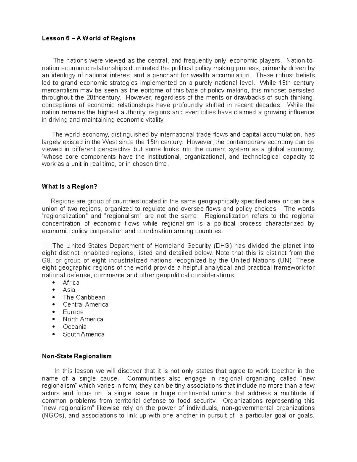 Lesson-6-CW-Revised-Activity - Lesson 6 – A World of Regions The ...