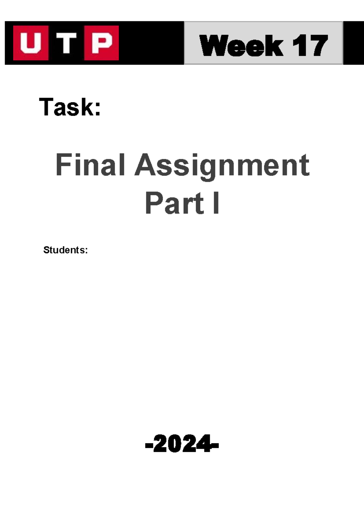 Week 17 - Task Assignment - Final Assignment Part I - Ingles IV - Task ...