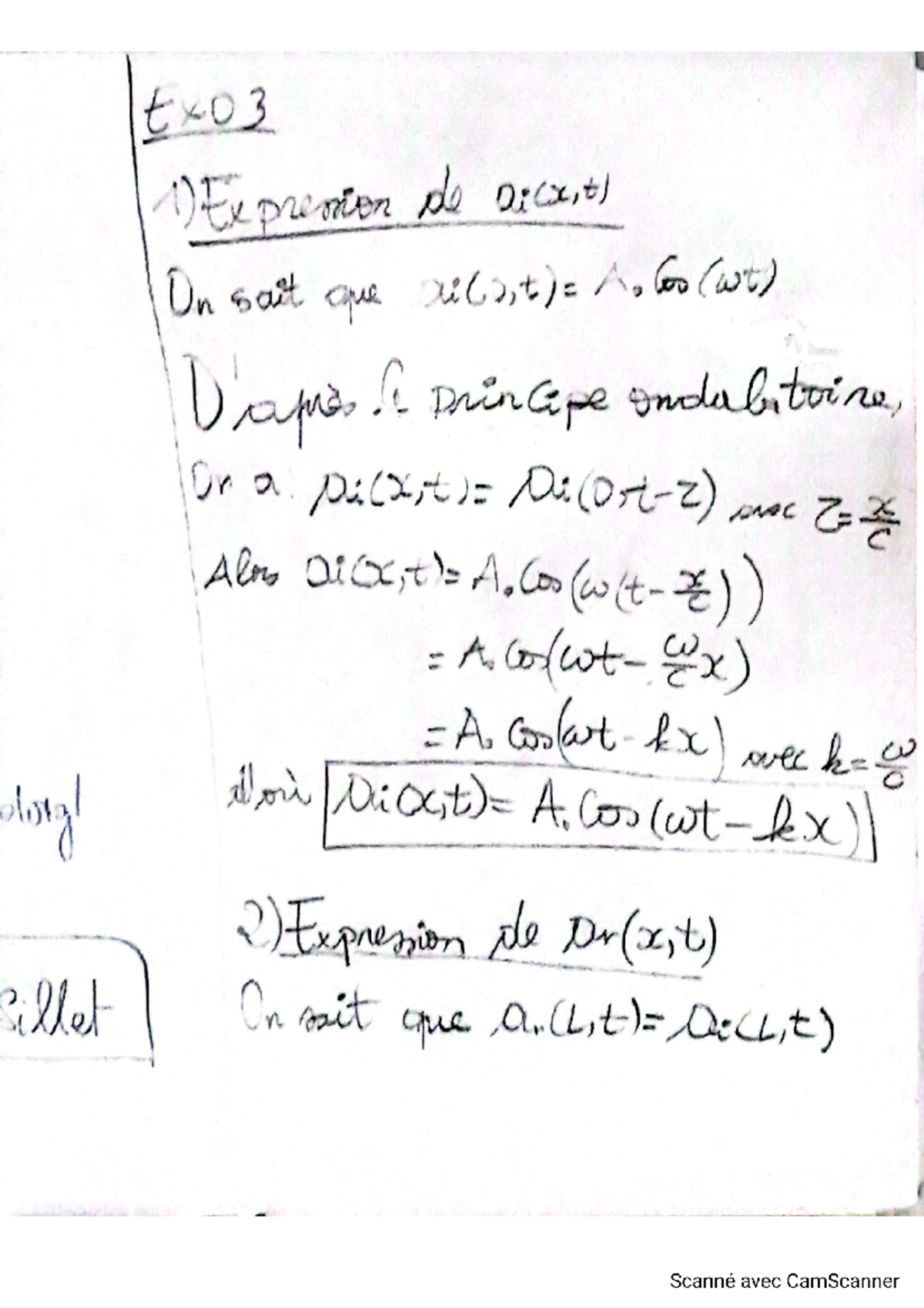 Signaux Physique TD N°8: Exercice 3 - Expressions de Q(x,t) - Studocu