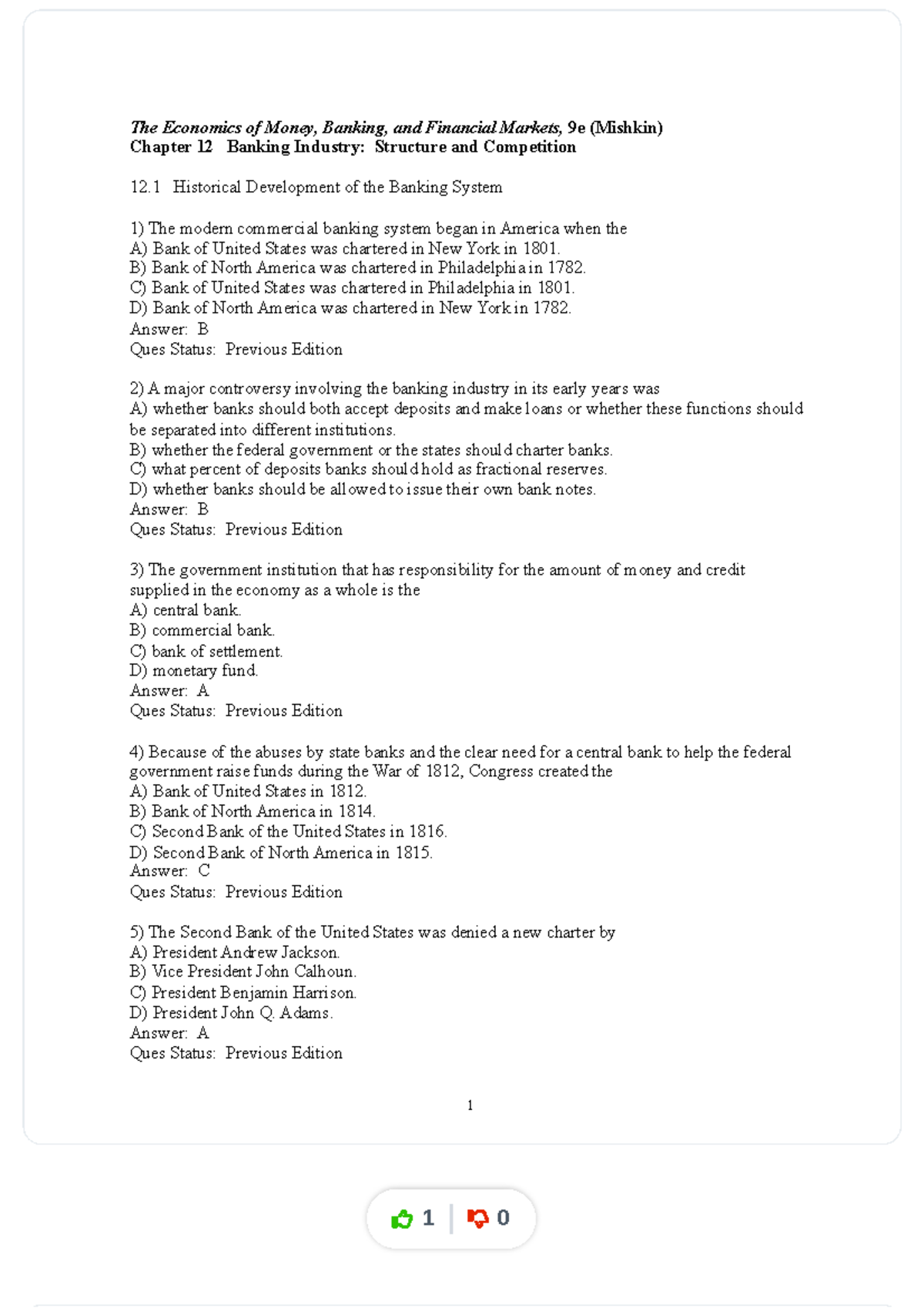 Chap12-chapter-12-test-bank compress - The Economics of Money, Banking ...