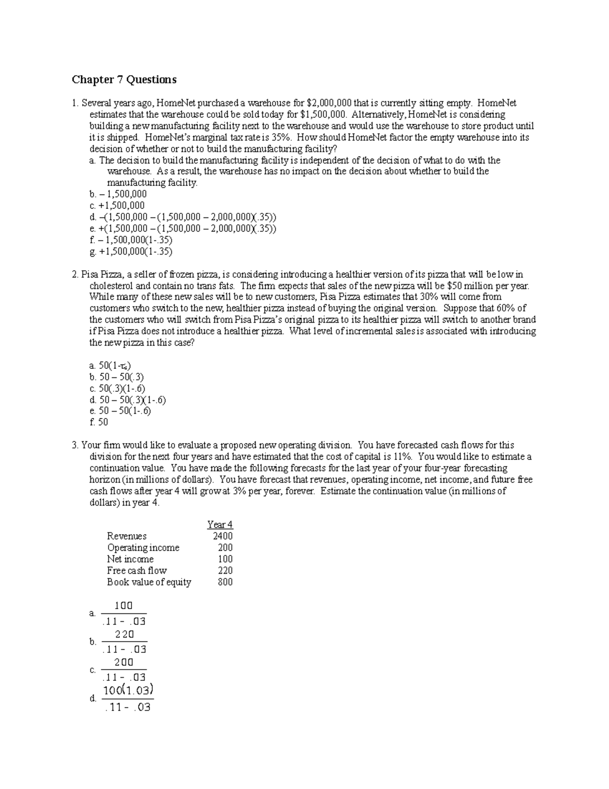 Chapter 7: Key Questions & Answers on Finance Concepts - Studocu