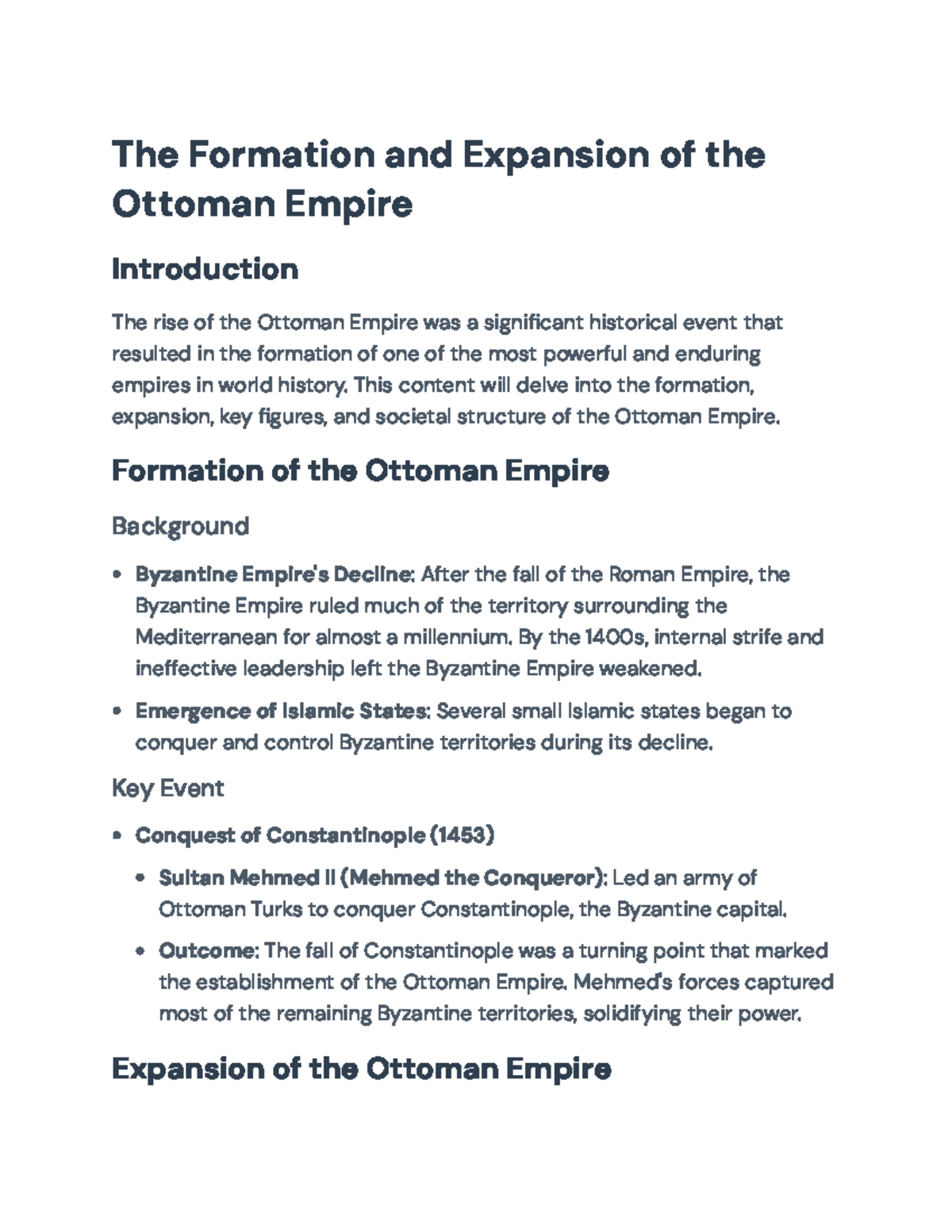 The Formation and Expansion of the Ottoman Empire: Historical Overview ...