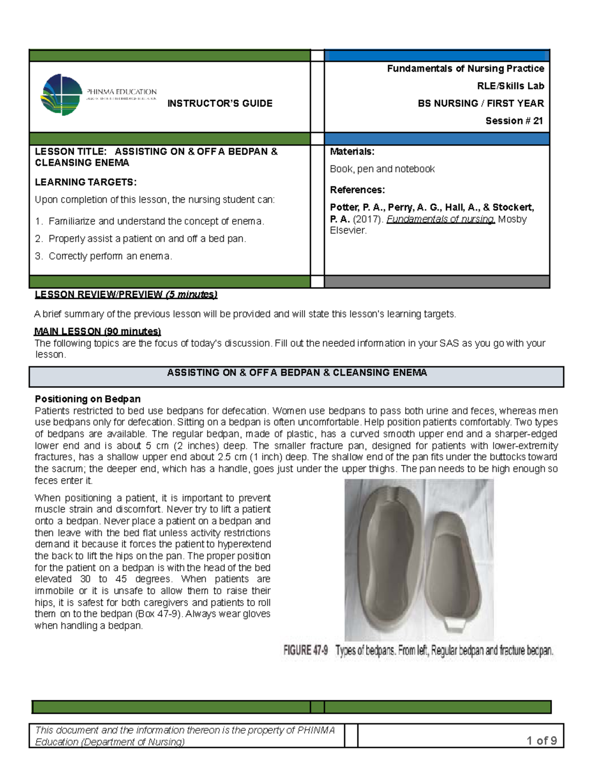 Fundamentals of Nursing Practice Lab Guide: Assisting with Bedpan ...