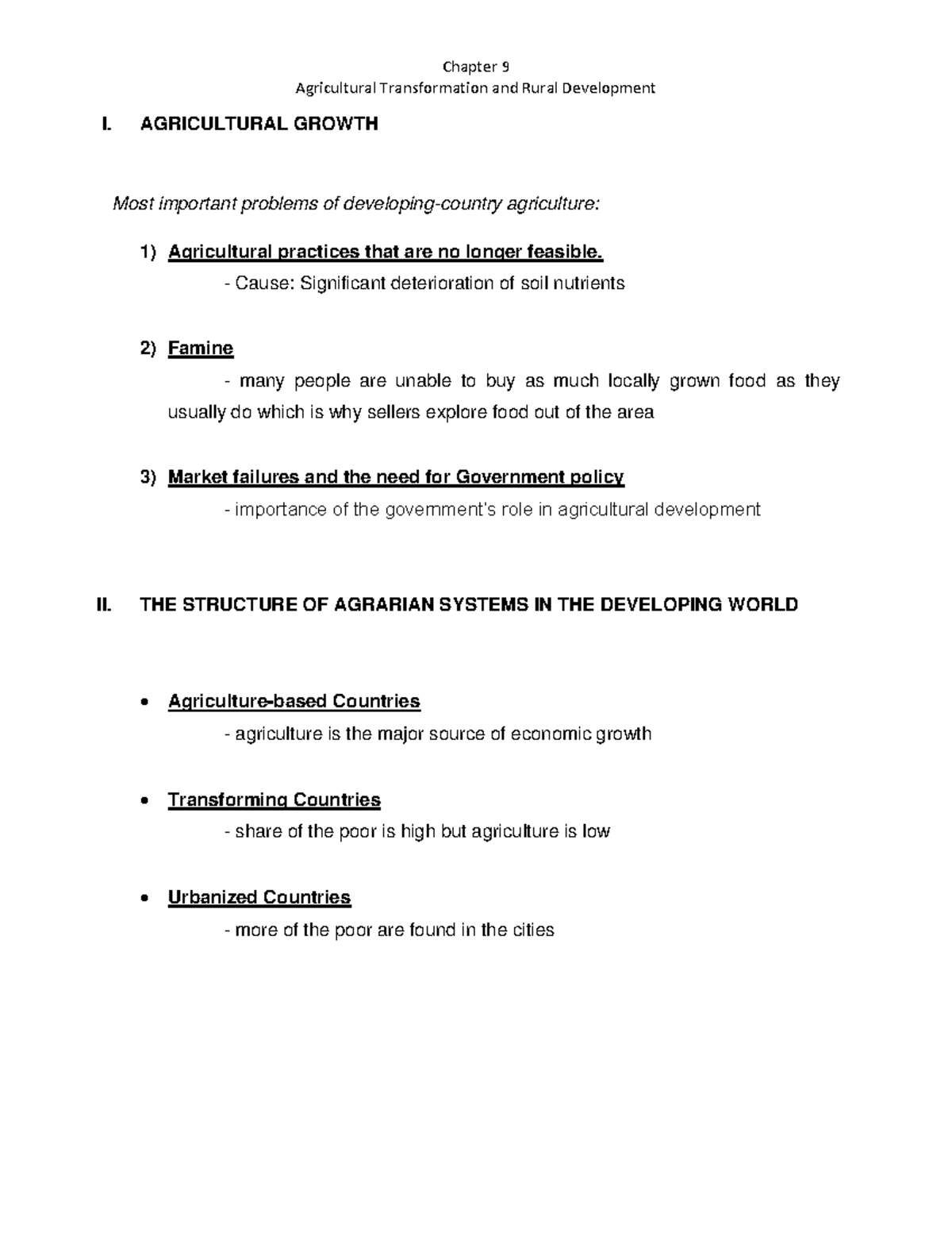 Chapter 9 - Agricultural Transformation and Rural Development ...