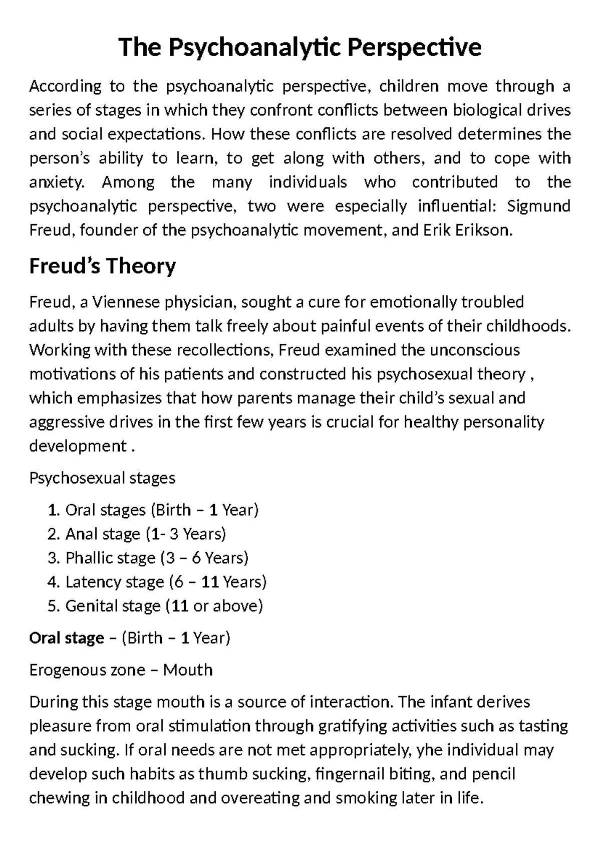 The Psychoanalytic Perspective - The Psychoanalytic Perspective ...