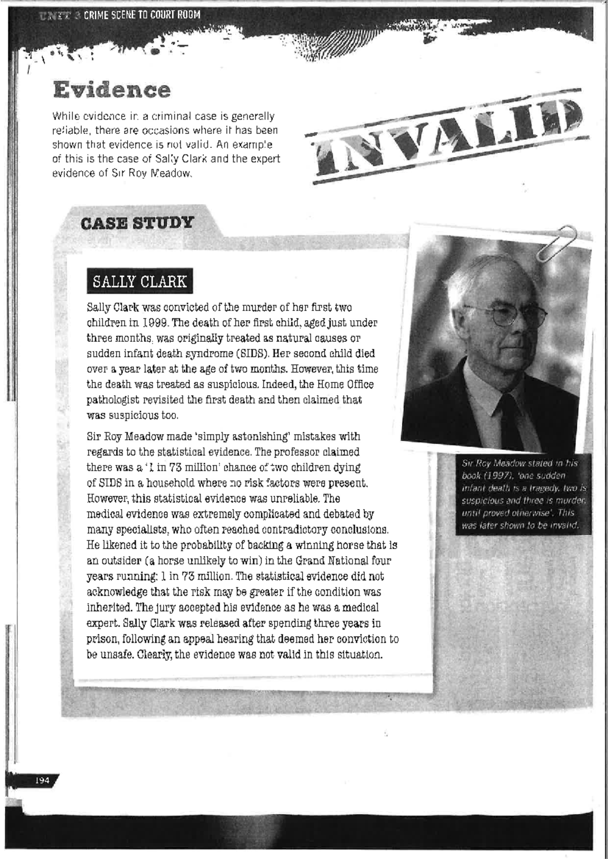 AC2.4 Case Study: Sally Clark and the Validity of Evidence - Studocu