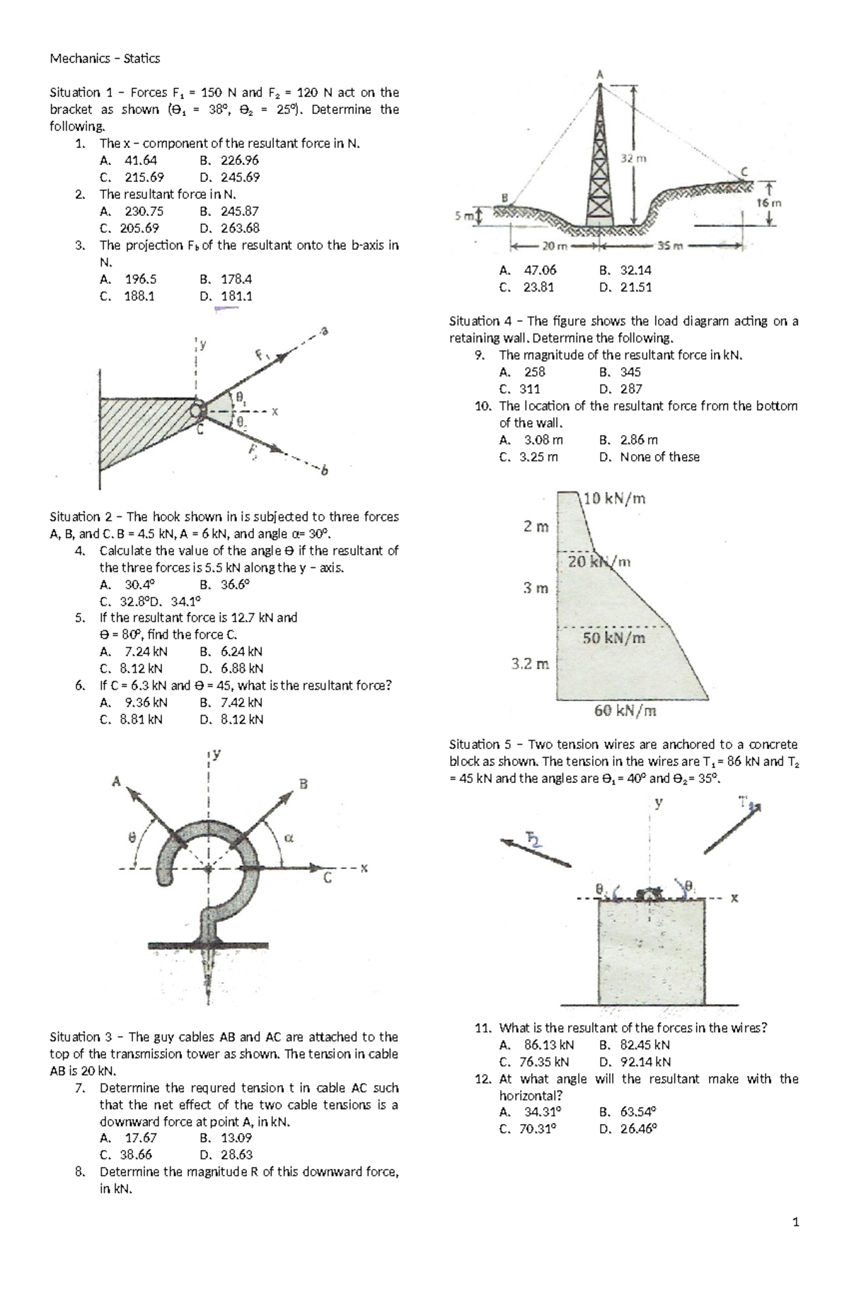 382259365 PS Statics 1: Exam Questions and Solutions on Mechanics ...