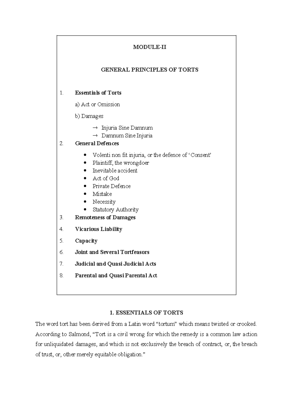TORT LAW 101: Essentials, Defenses, and Key Cases - Studocu