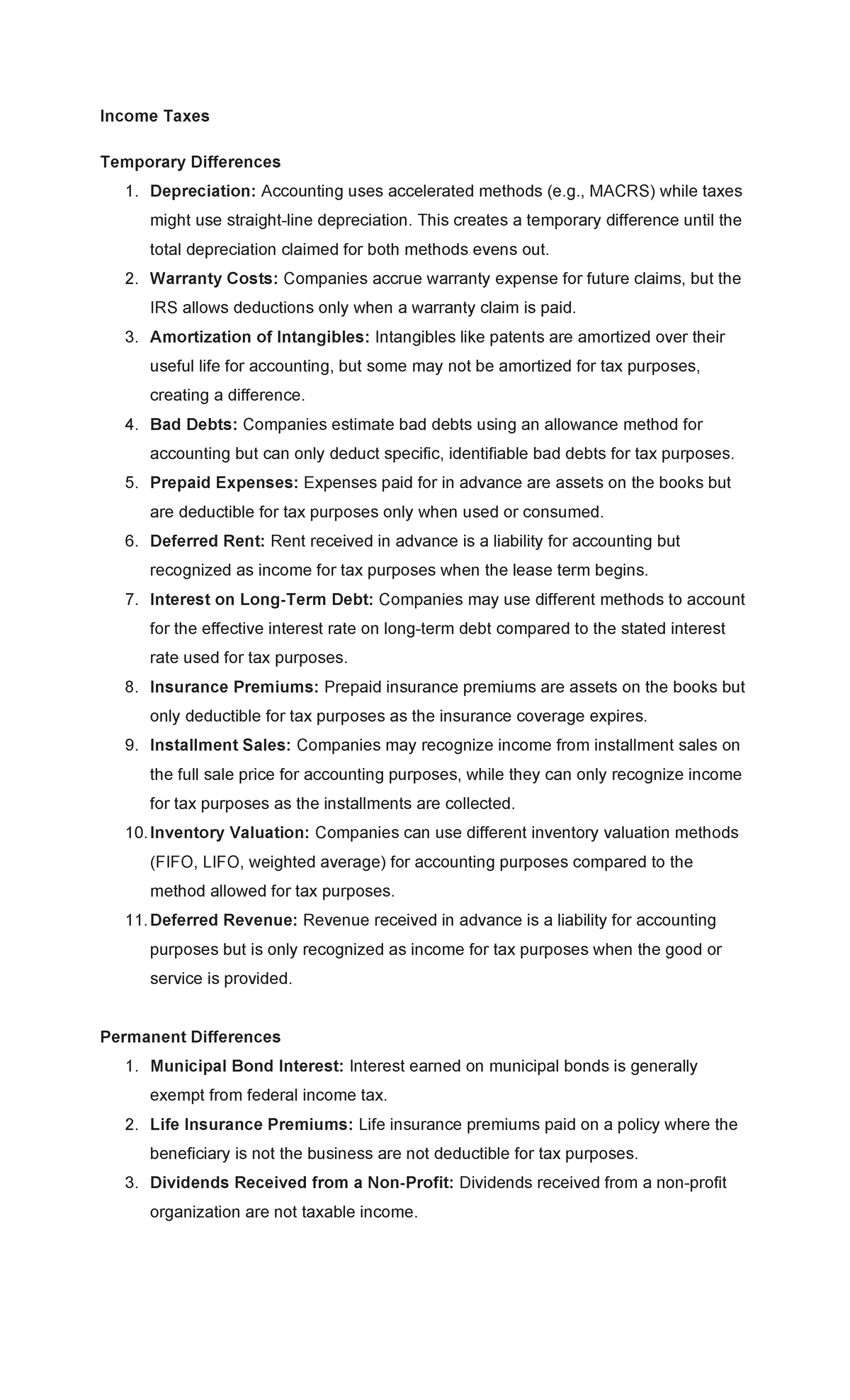 Income Taxes - goodluck :) - Income Taxes Temporary Differences 1 ...
