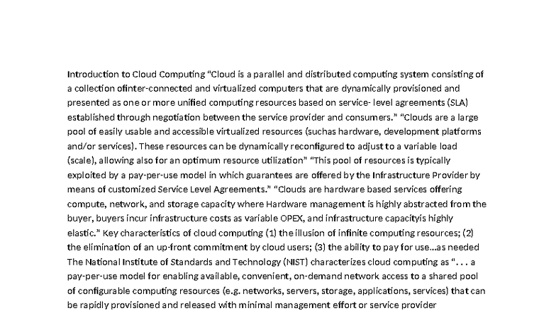 CSE 101: Introduction to Cloud Computing Overview and Concepts - Studocu