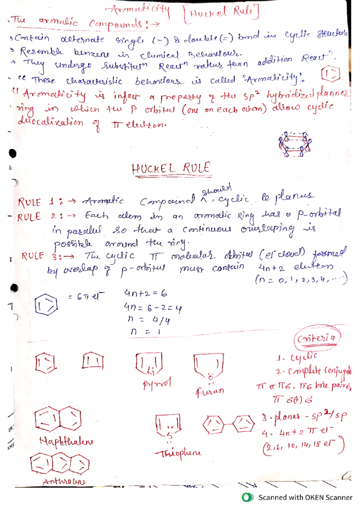 UNIT-1 Aromatic Compounds and Huckel's Rule Overview - Studocu