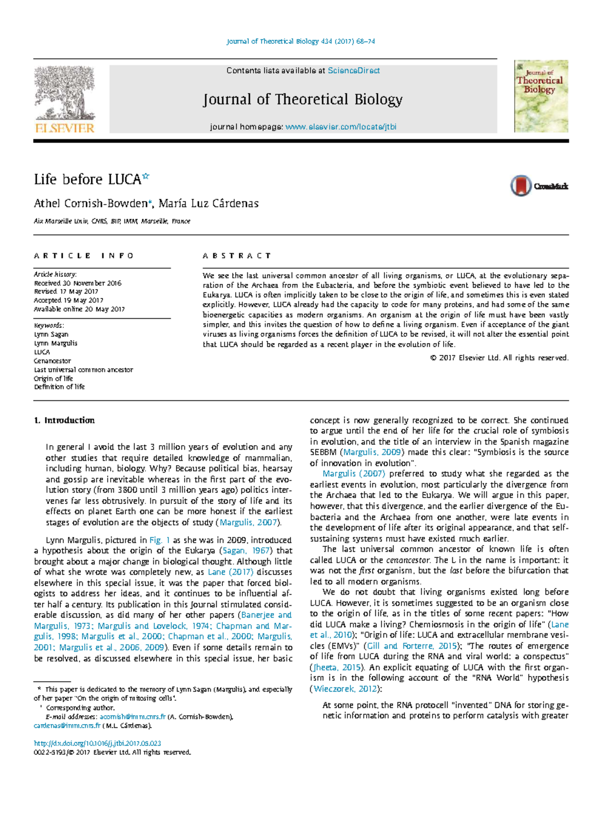 Life Before LUCA: Exploring Origins and Theories (JTBI) - Studocu