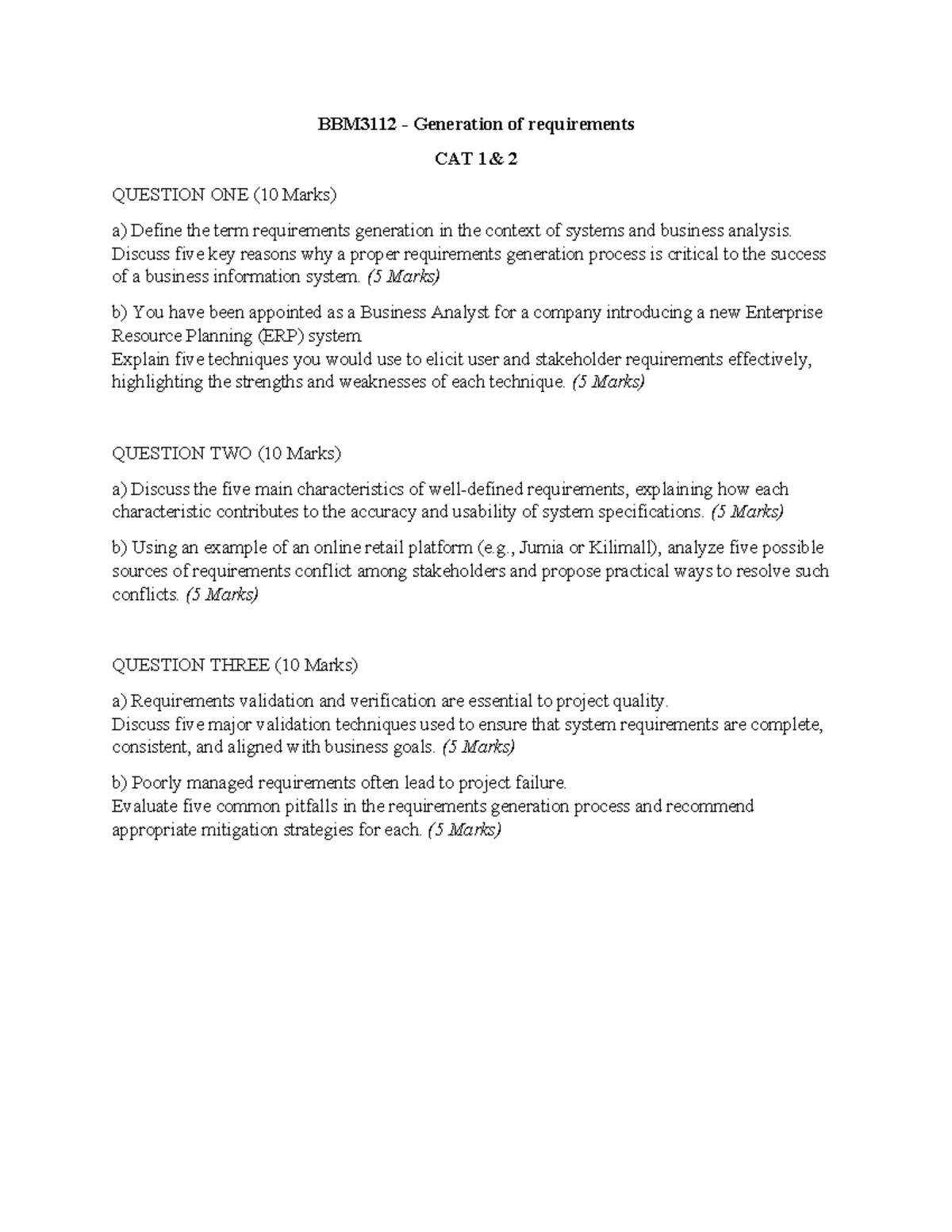 BBM3112 - Requirements Generation CAT 2: Key Concepts & Techniques ...