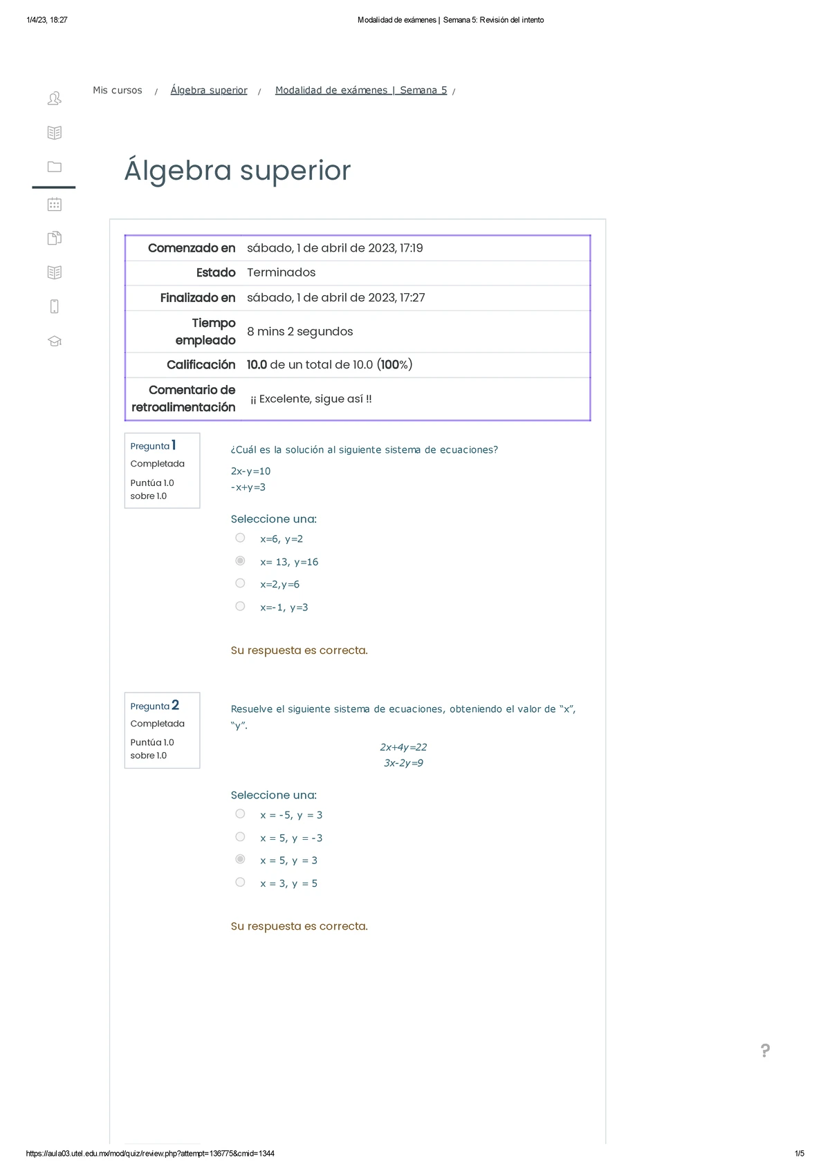 ALGEBRA SUPERIOR SEMANA 6 EXAMEN DE DESIGUALDADES - Studocu