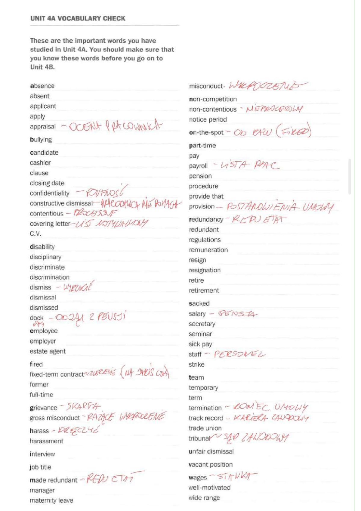 Vocabulary Bank: Unit 4A Key Terms and Concepts - Studocu
