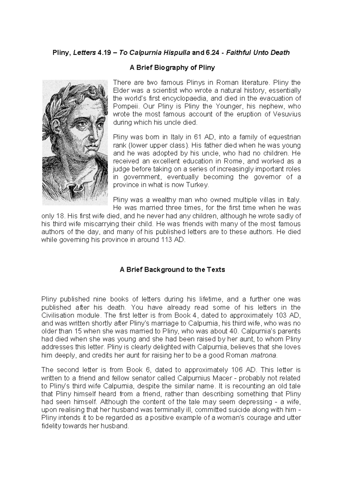 Pliny's Letters 4 & 6: Insights on Duty and Loyalty in Roman Times ...