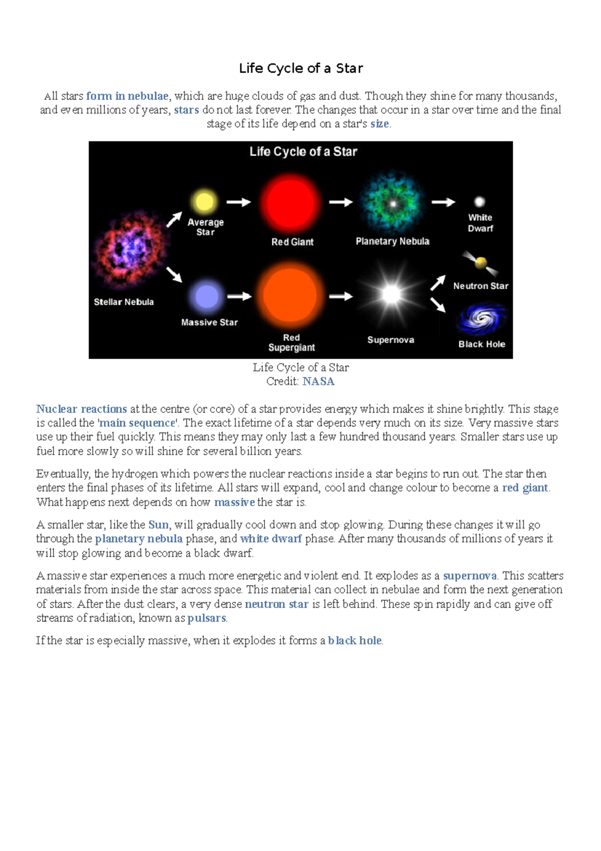 Life Cycle of a Star: Formation, Phases, and End Stages Explained - Studocu