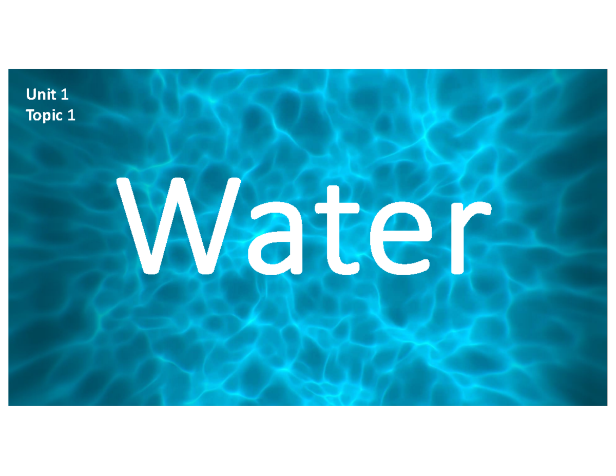 AP Biology Unit 1: Properties of Water & Biological Significance - Studocu