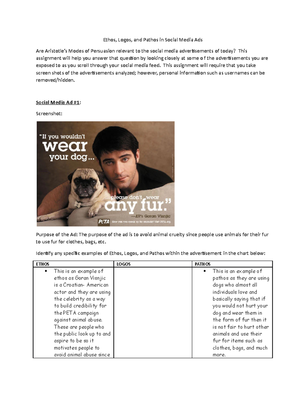 Assignment 2.1 - Ethos, Pathos, and Logos - Ethos, Logos, and Pathos in ...