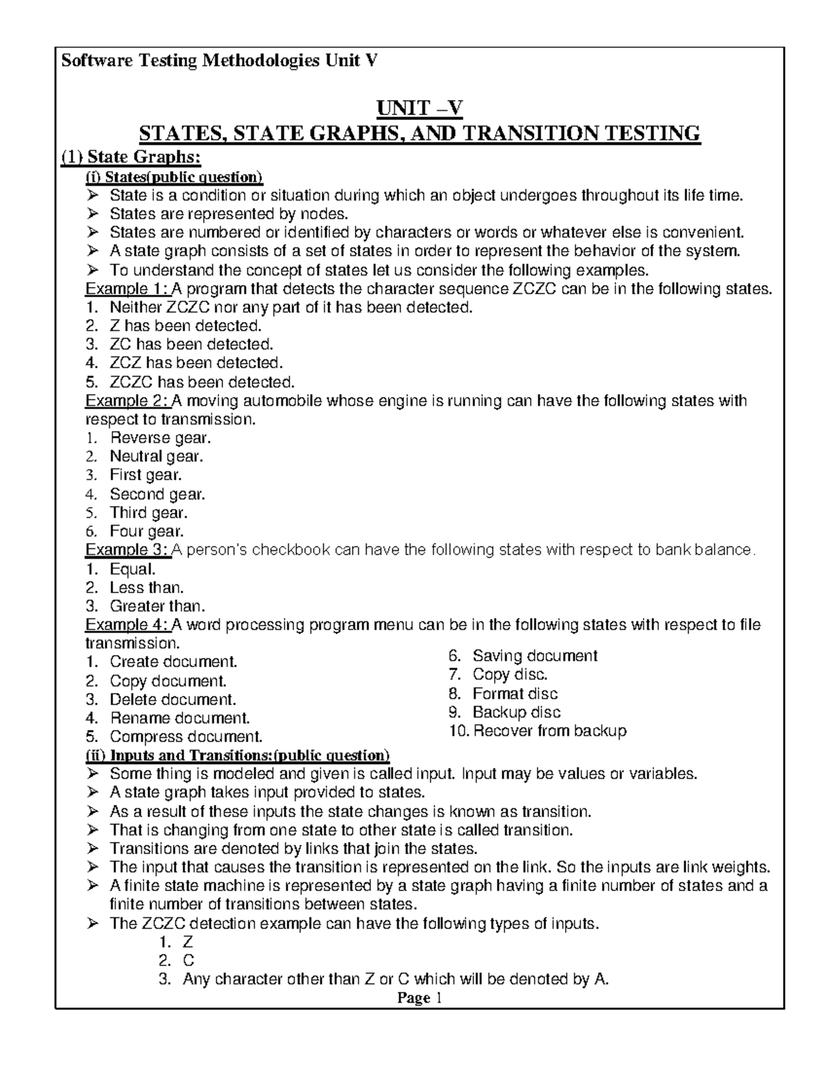 STM UNIT-5 - Understanding States and State Graphs in Transition ...