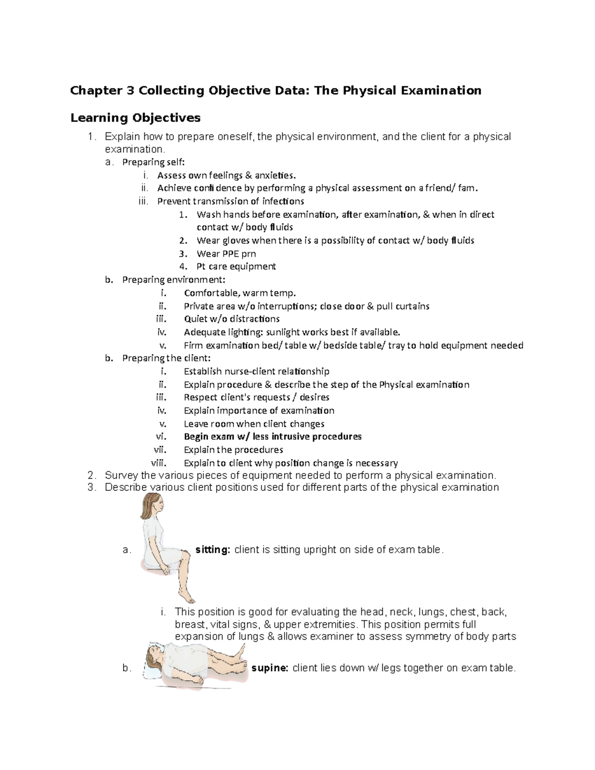 NUR 101 Chapter 3: Notes on Collecting Objective Data in Exams - Studocu