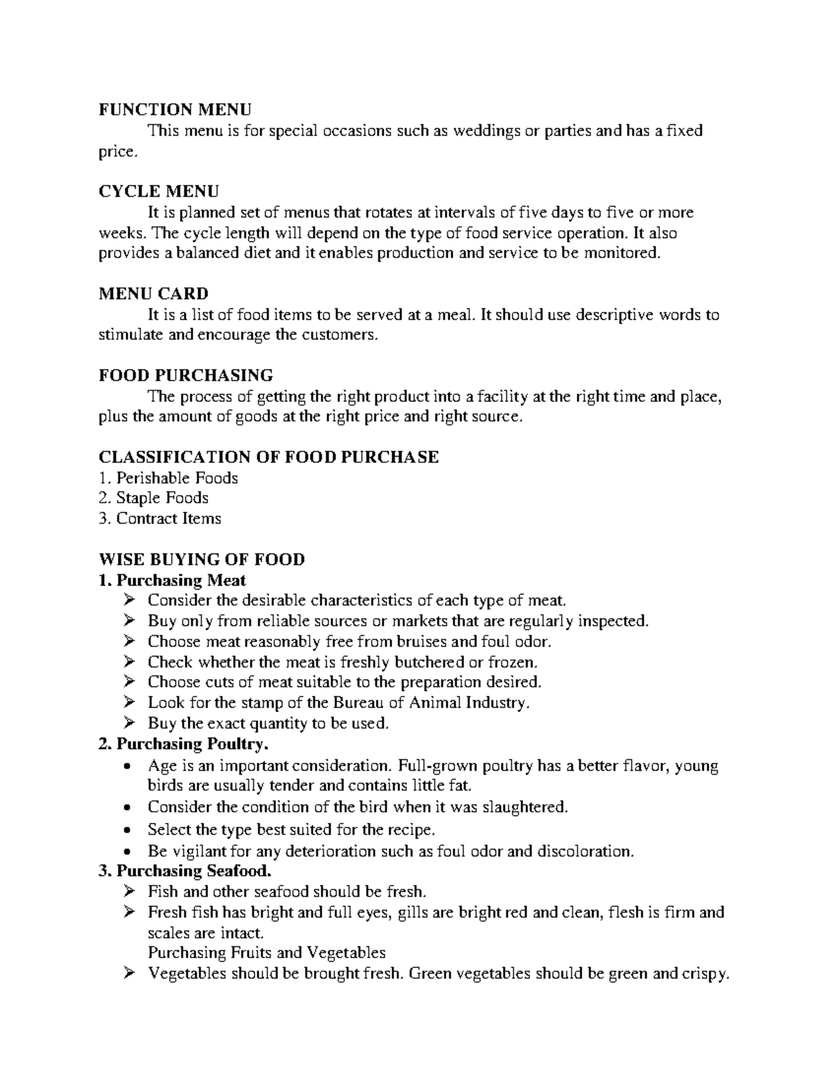 Comprehensive Guide to Function Menu and Meal Planning - Studocu