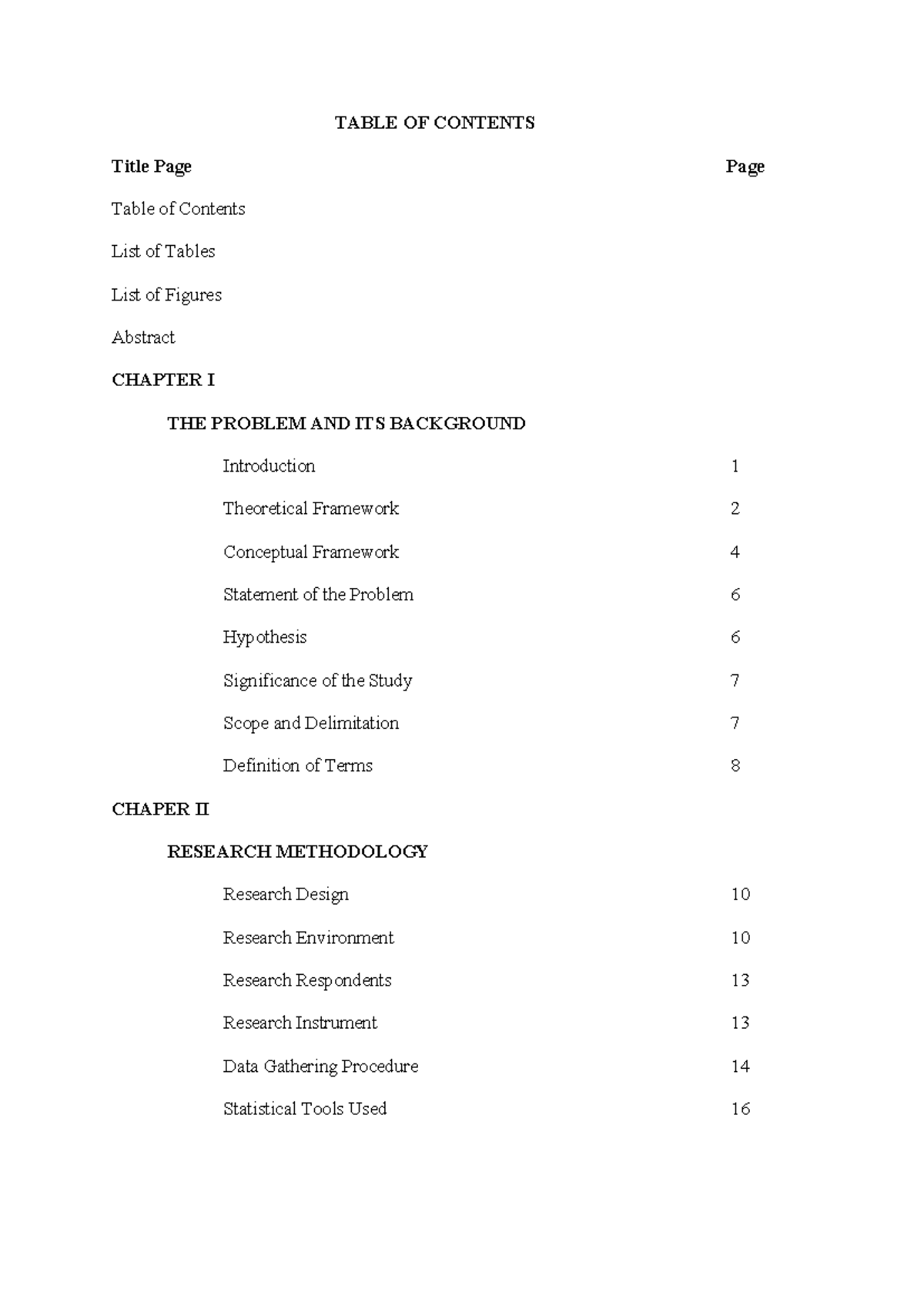Research Methodology and Findings Overview: Table of Contents - Studocu