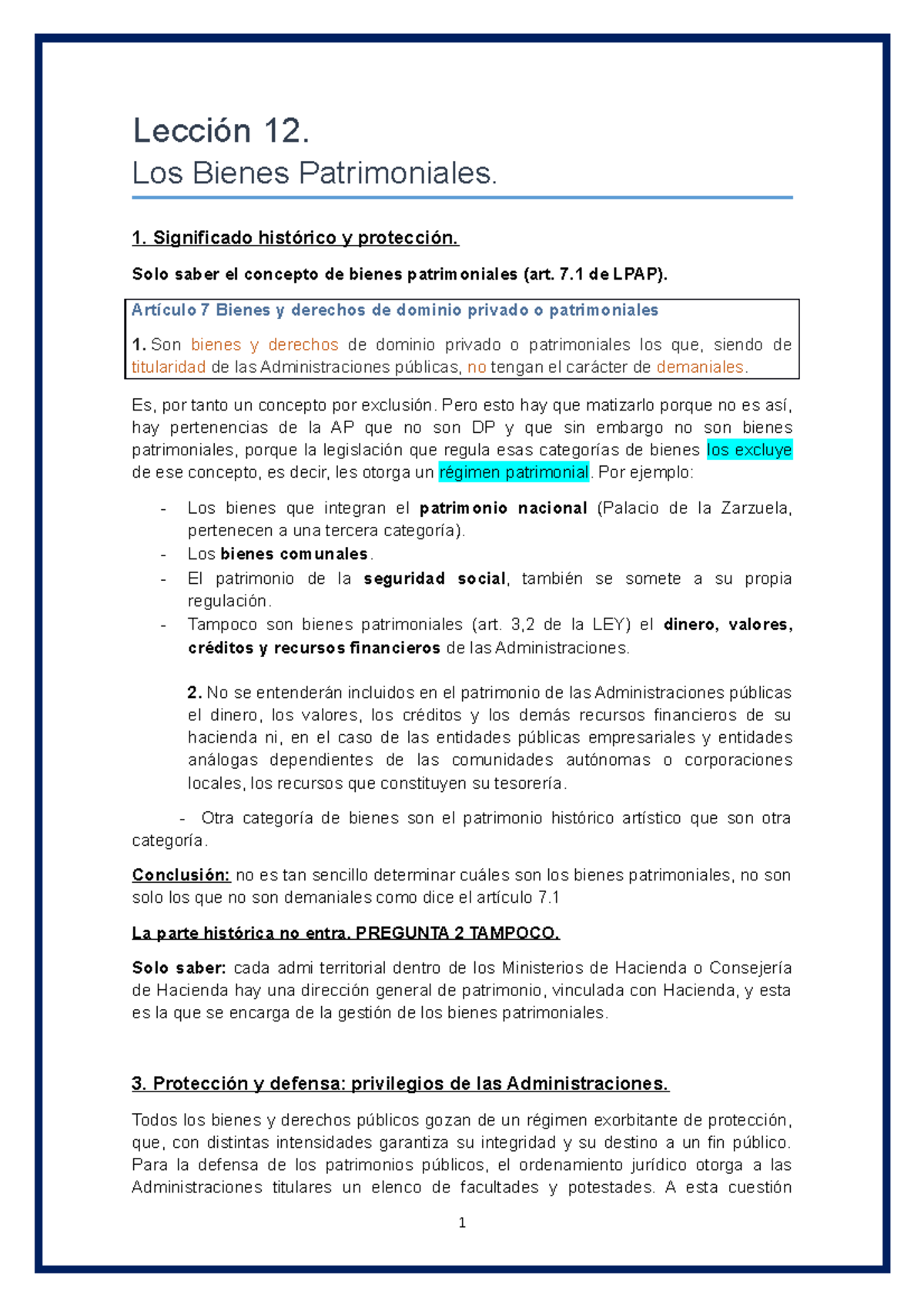 ADMI TEMA 12 def - 12. Los Bienes Patrimoniales. 1. Significado y Solo ...