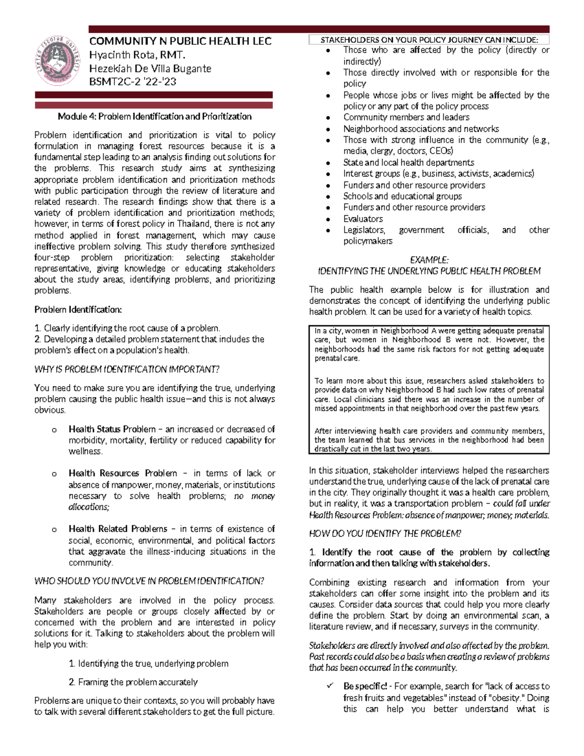 CPH-LEC-M4 - Community & Public Health Problem Identification and ...