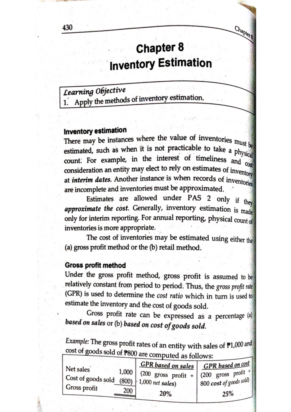 Intacc 430 Chapter 8 Notes on Inventory Estimation Techniques - Studocu