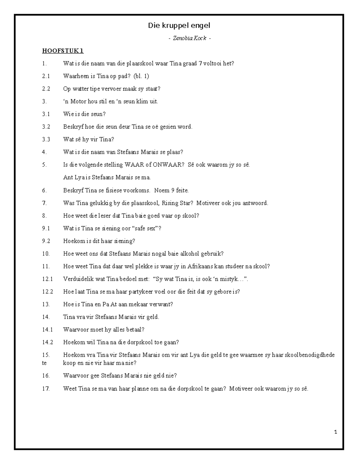 Kruppel Engel Vrae en Antwoorde: Studiegids en Vraestelle - Studocu