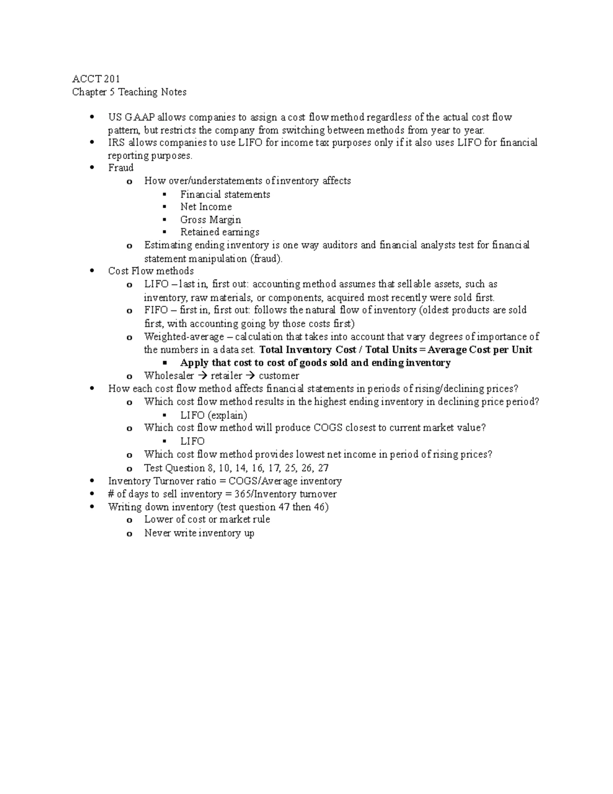 ACCT 201 Exam 1 Study Guide - ACCT 201 Principles of Financial ...