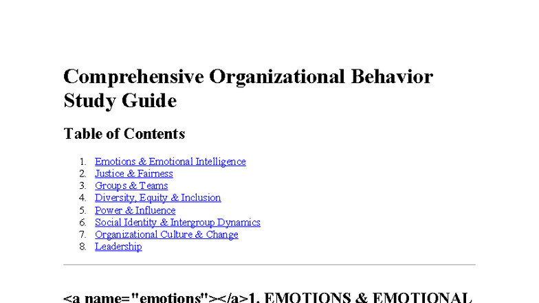 Comprehensive Study Guide on Organizational Behavior (OB 101) - Studocu