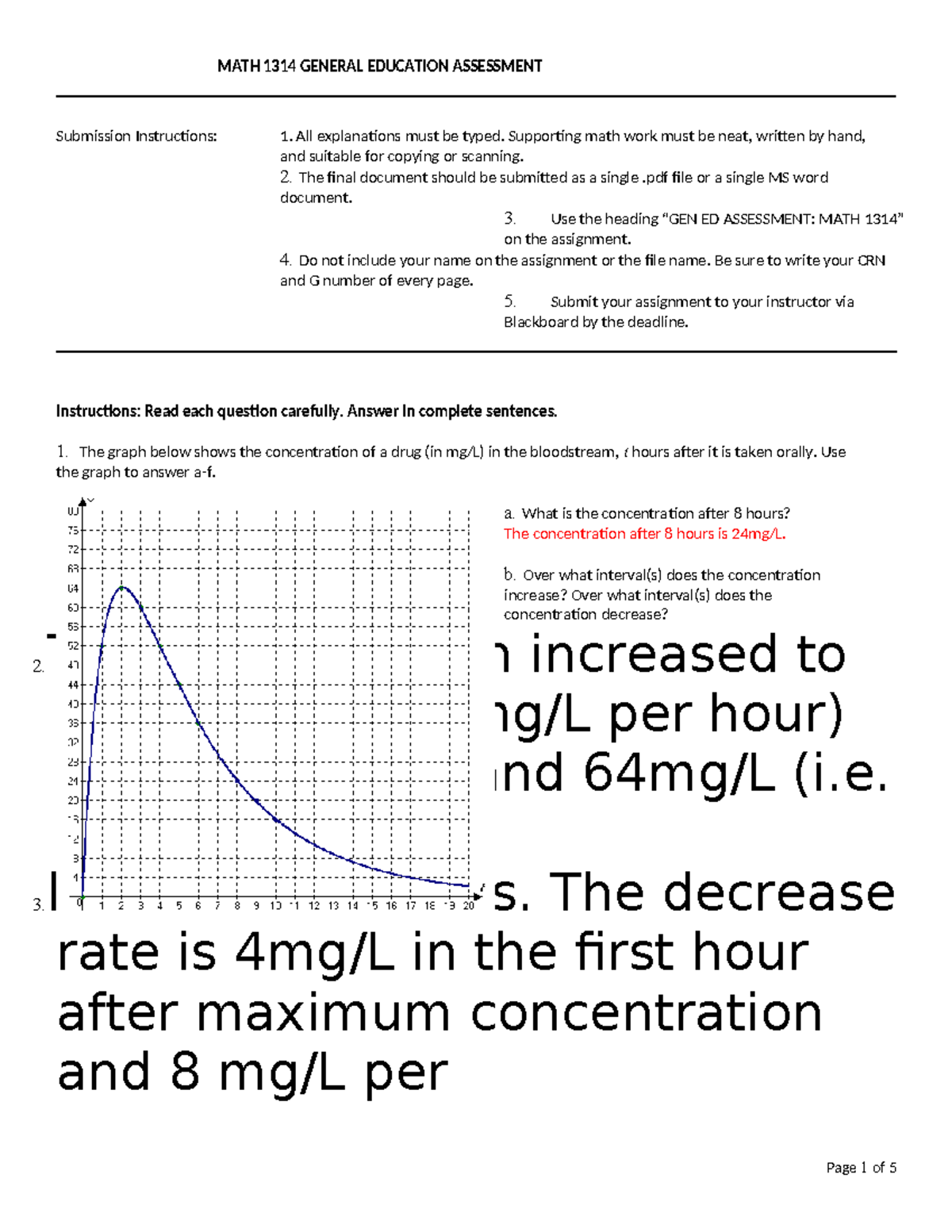 MATH 1314 Gen Ed Assessment Signature Assignment 2019-2020 - Studocu