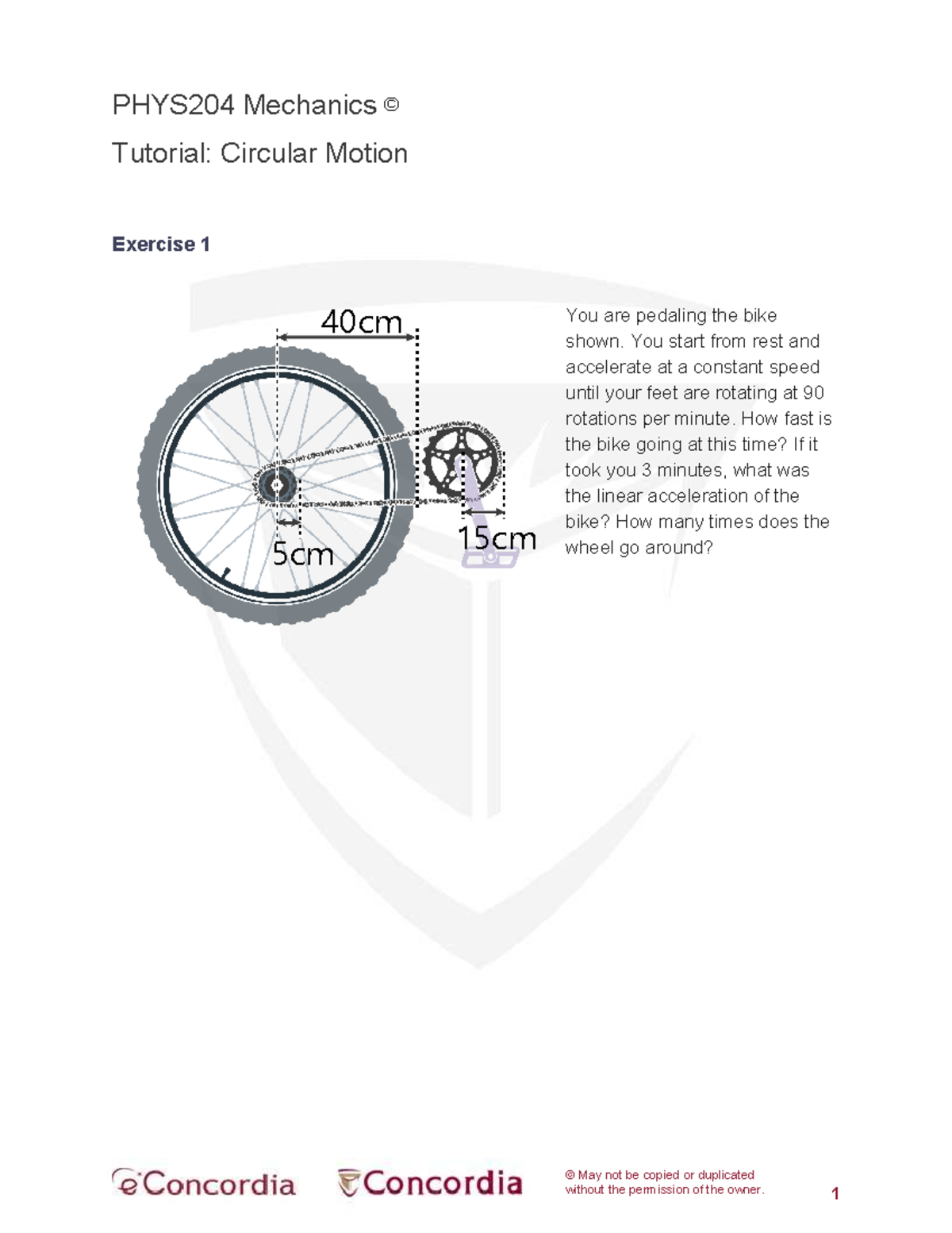 PHYS204 Mechanics Tutorial: Circular Motion Exercises - Studocu