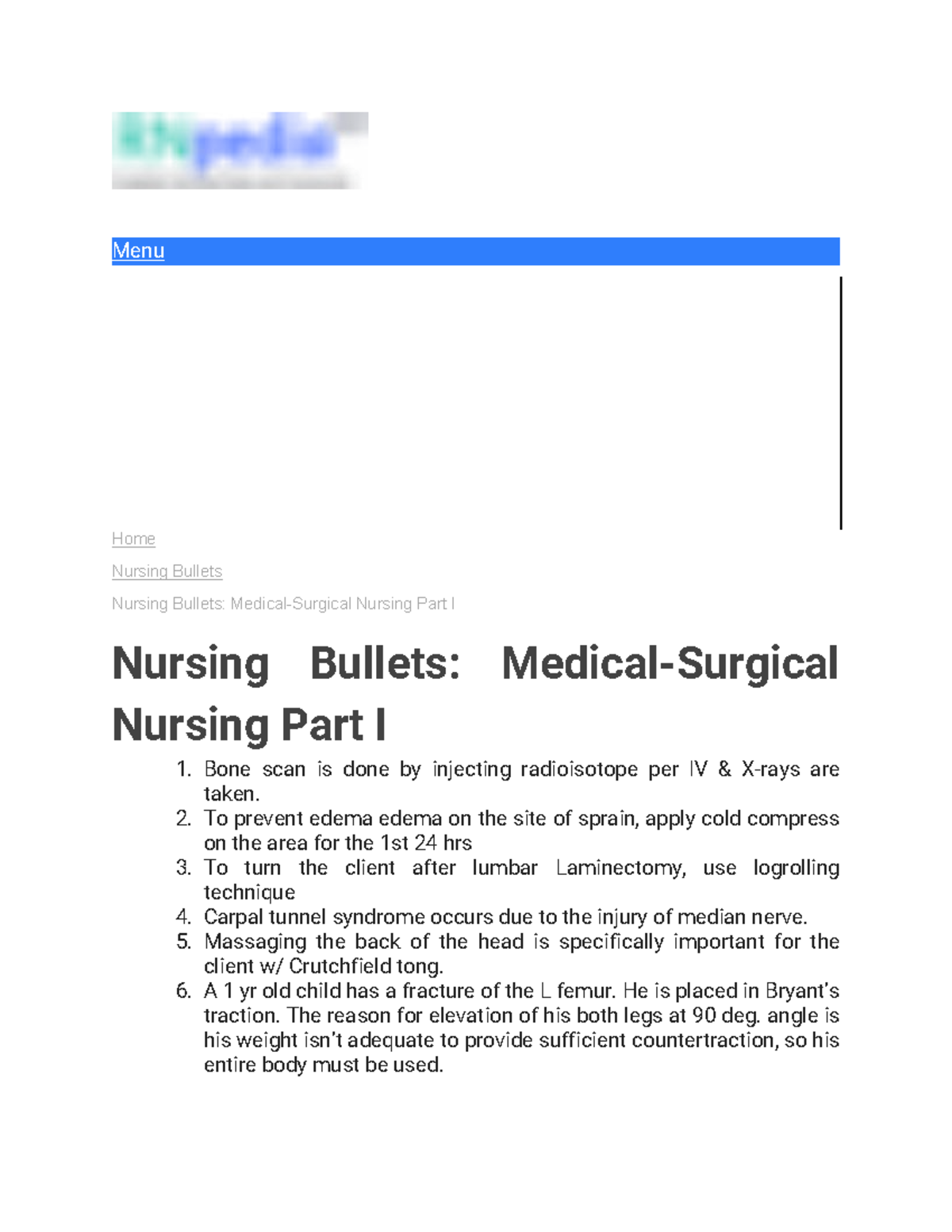 Nursing 101: Medical-Surgical Nursing Bullets & Practice Exam Notes ...