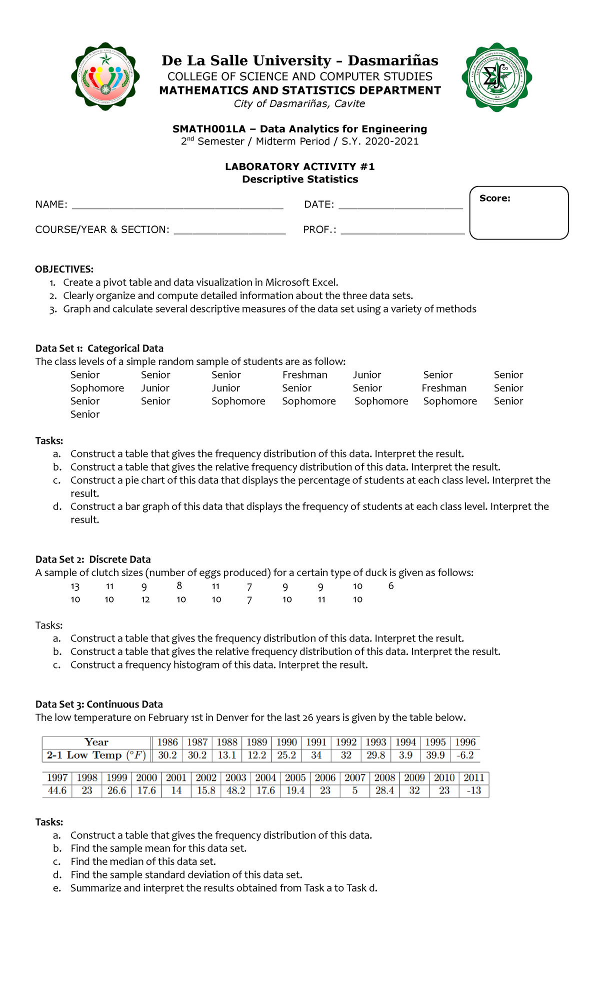 SMATH001LA – Data Analytics Midterm Lab Activity: Descriptive Stats ...