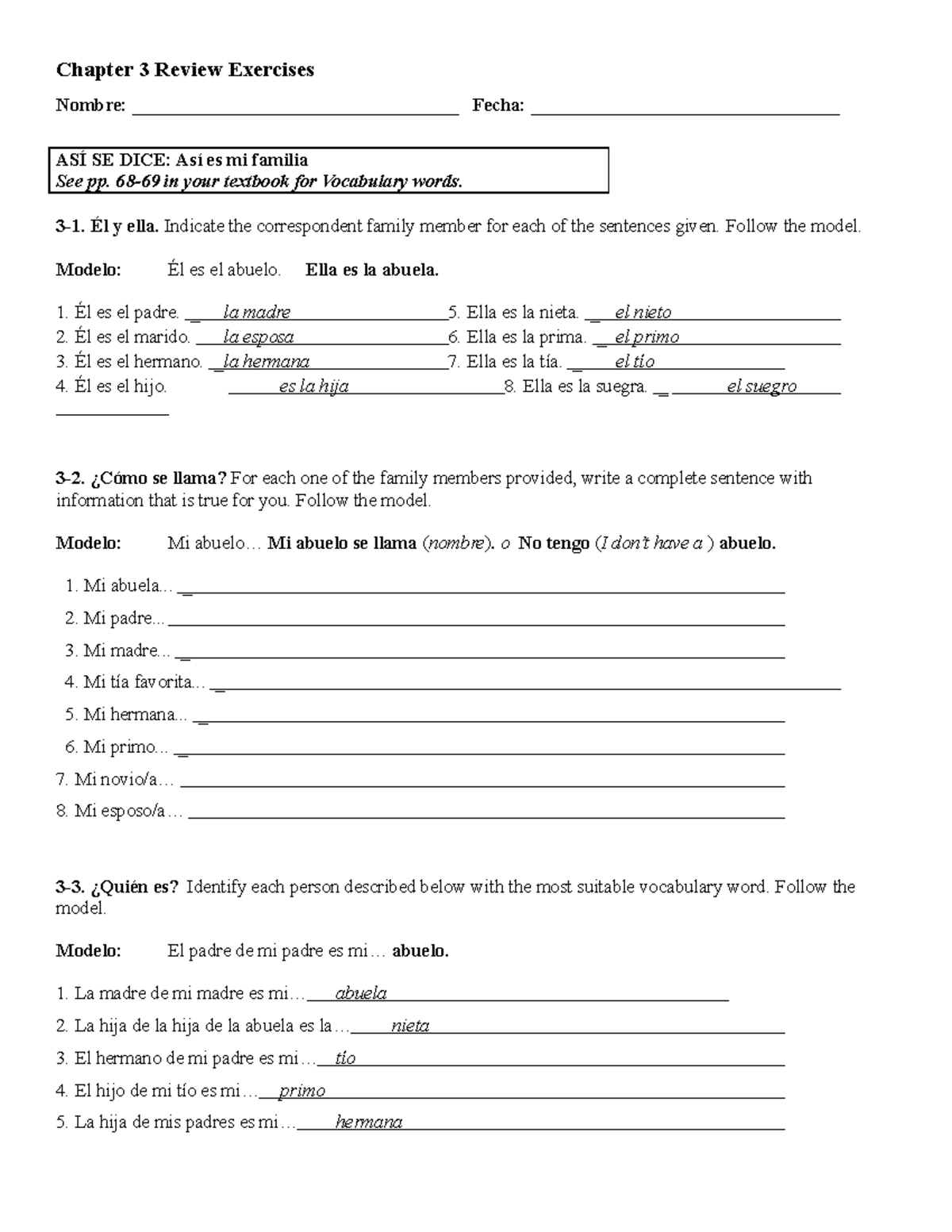 Chapter 3 Review Exercises - answers Online - Chapter 3 Review Exercises Nombre: - Studocu