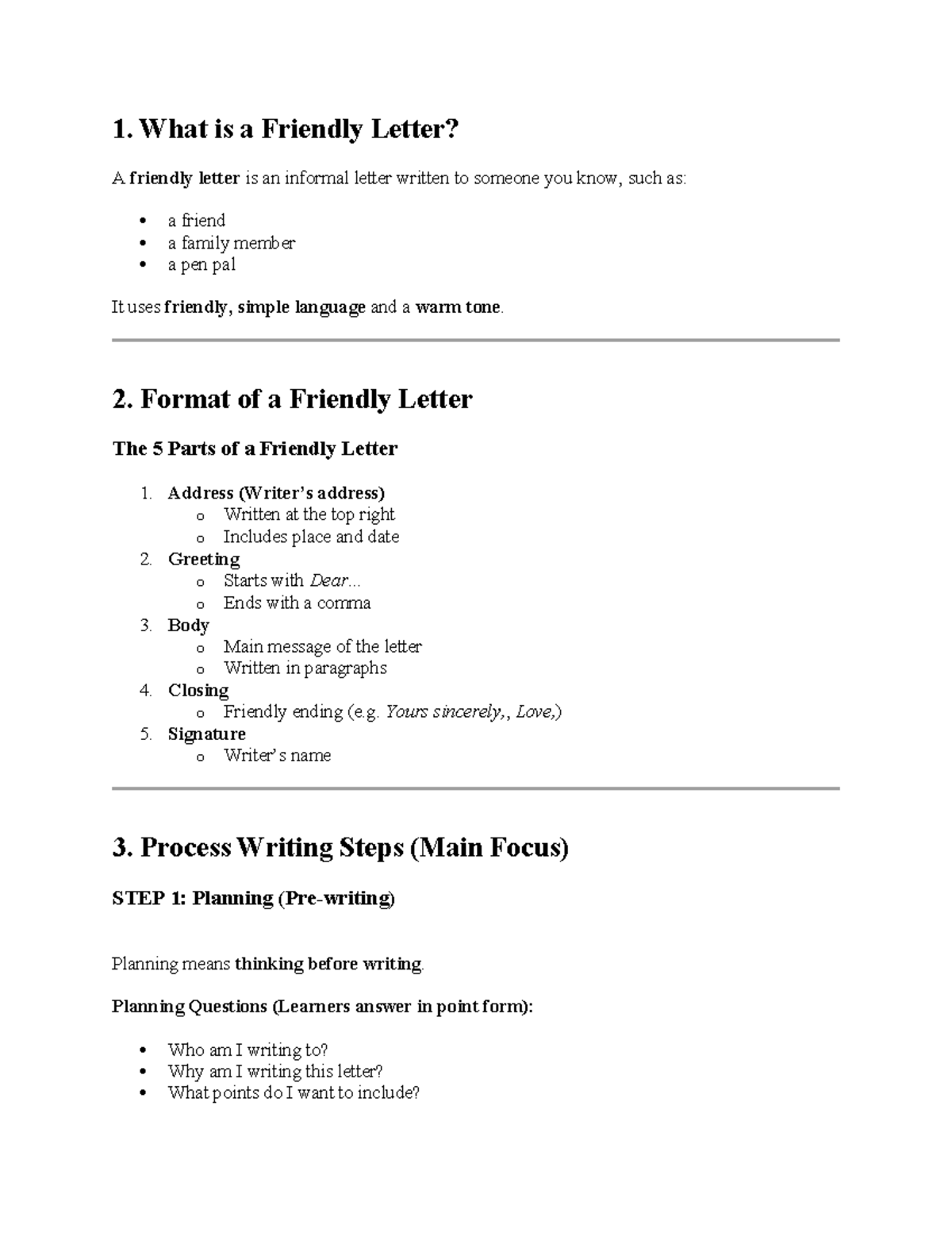 Friendly Letter Writing Guide: Steps & Format - Studocu