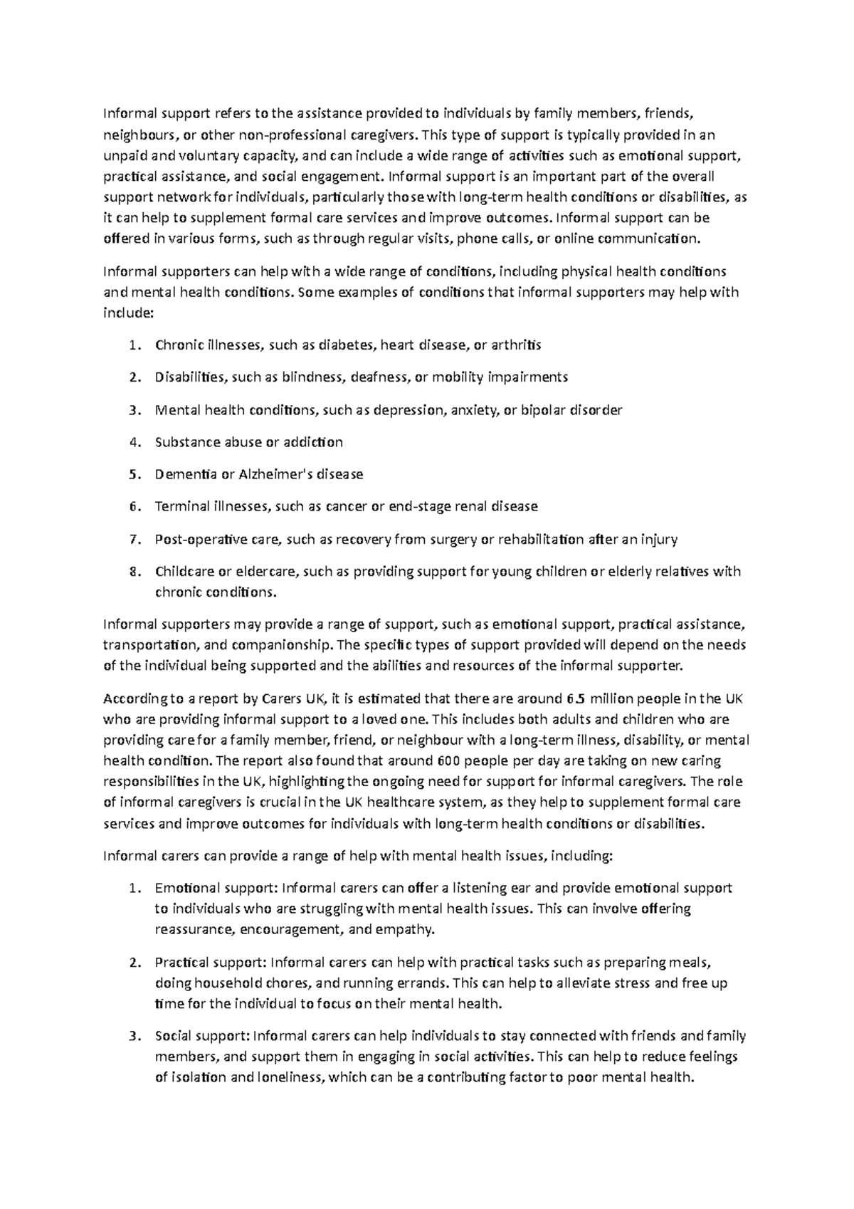 Understanding Informal Support: Caregiving Beyond Professional Help ...