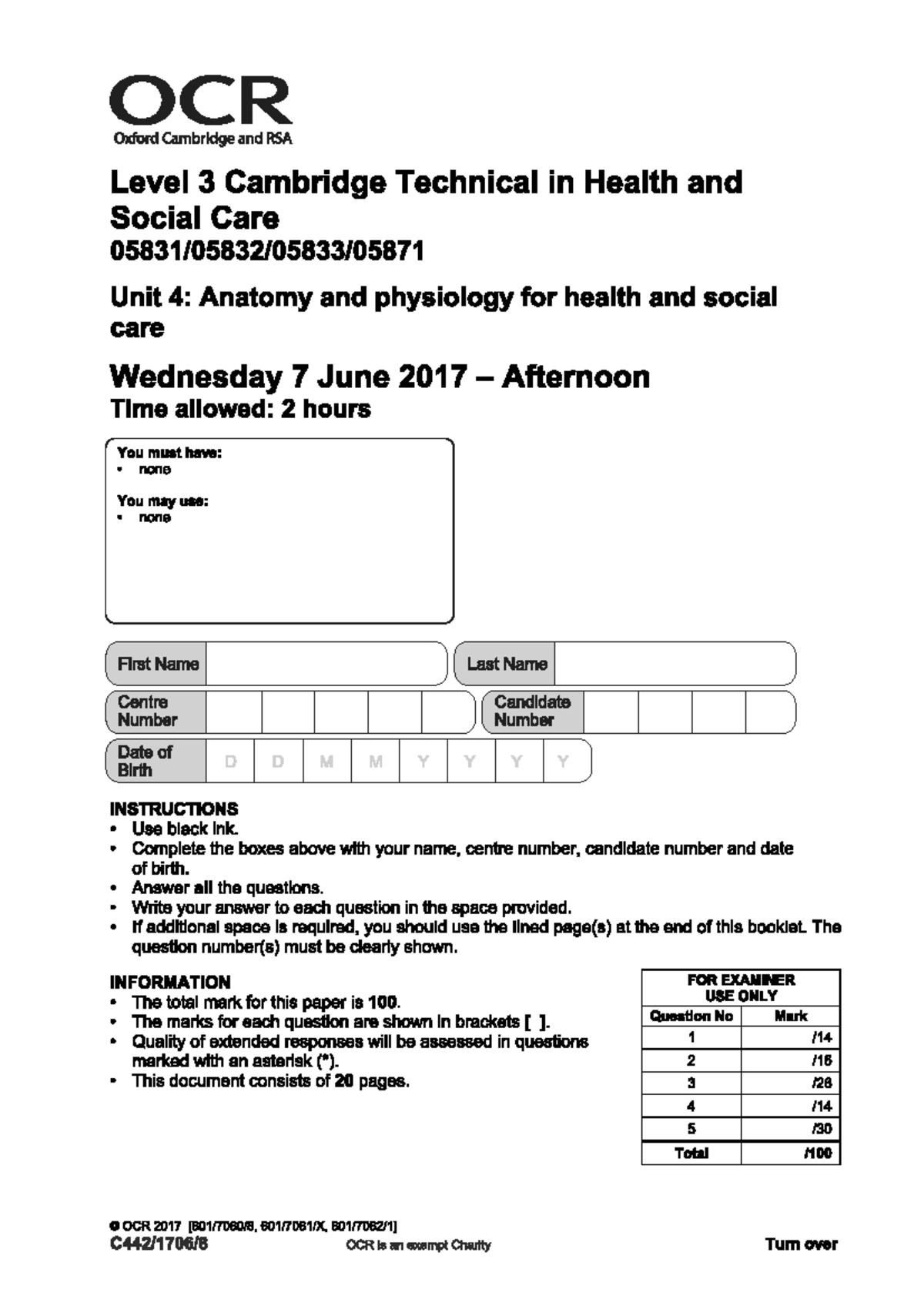 HSC Level 3 2017 Past Exam Paper Review and Analysis - Studocu