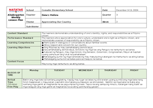 Lesson PLAN Matatag WITH Indicators AND Annotations - Address: Brgy ...