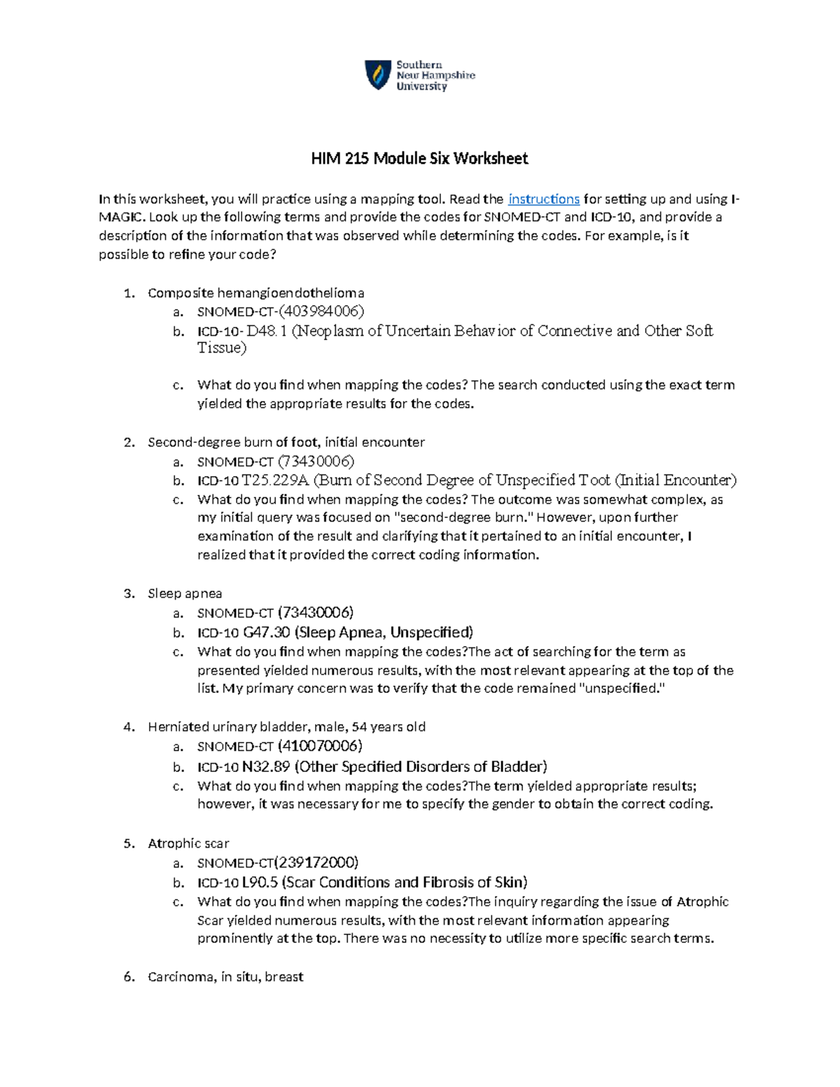 HIM 215 Module Six Worksheet - HIM 215 Module Six Worksheet In this ...