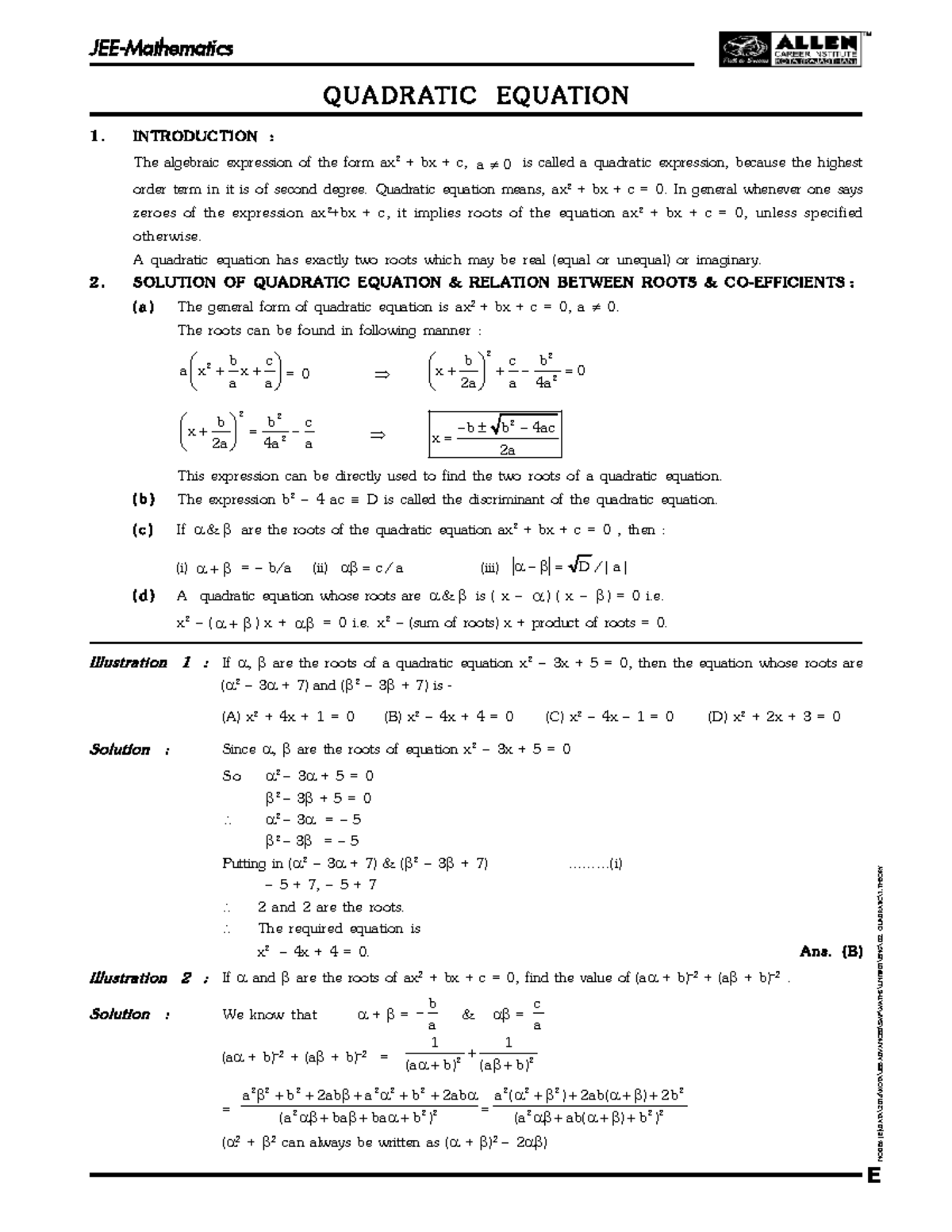 Quadratic Equations: Understanding Roots and Solutions - Studocu