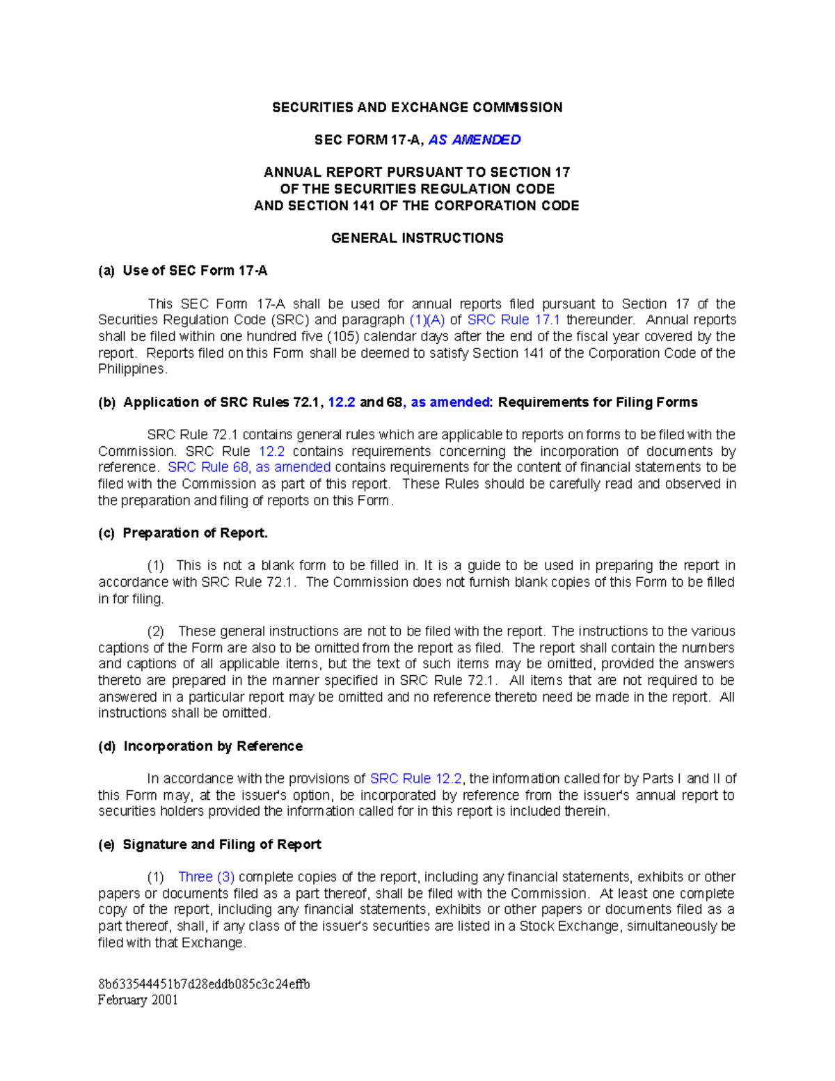 SEC Form 17-A Annual Report Guidelines and Requirements - Studocu
