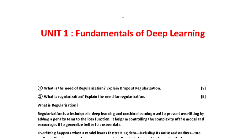 DL IN SEM Notes: Fundamentals of Deep Learning and Regularization ...