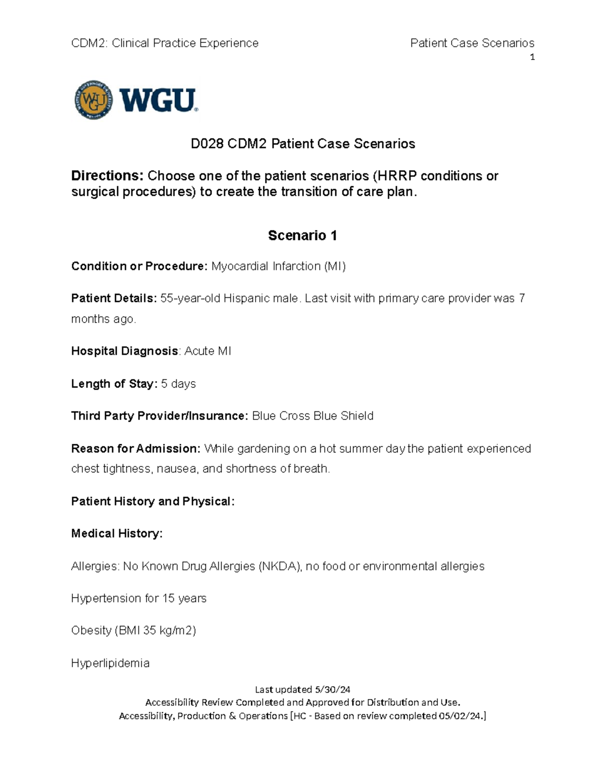D028 CDM2 Patient Case Scenarios and Care Plans for Common Conditions ...
