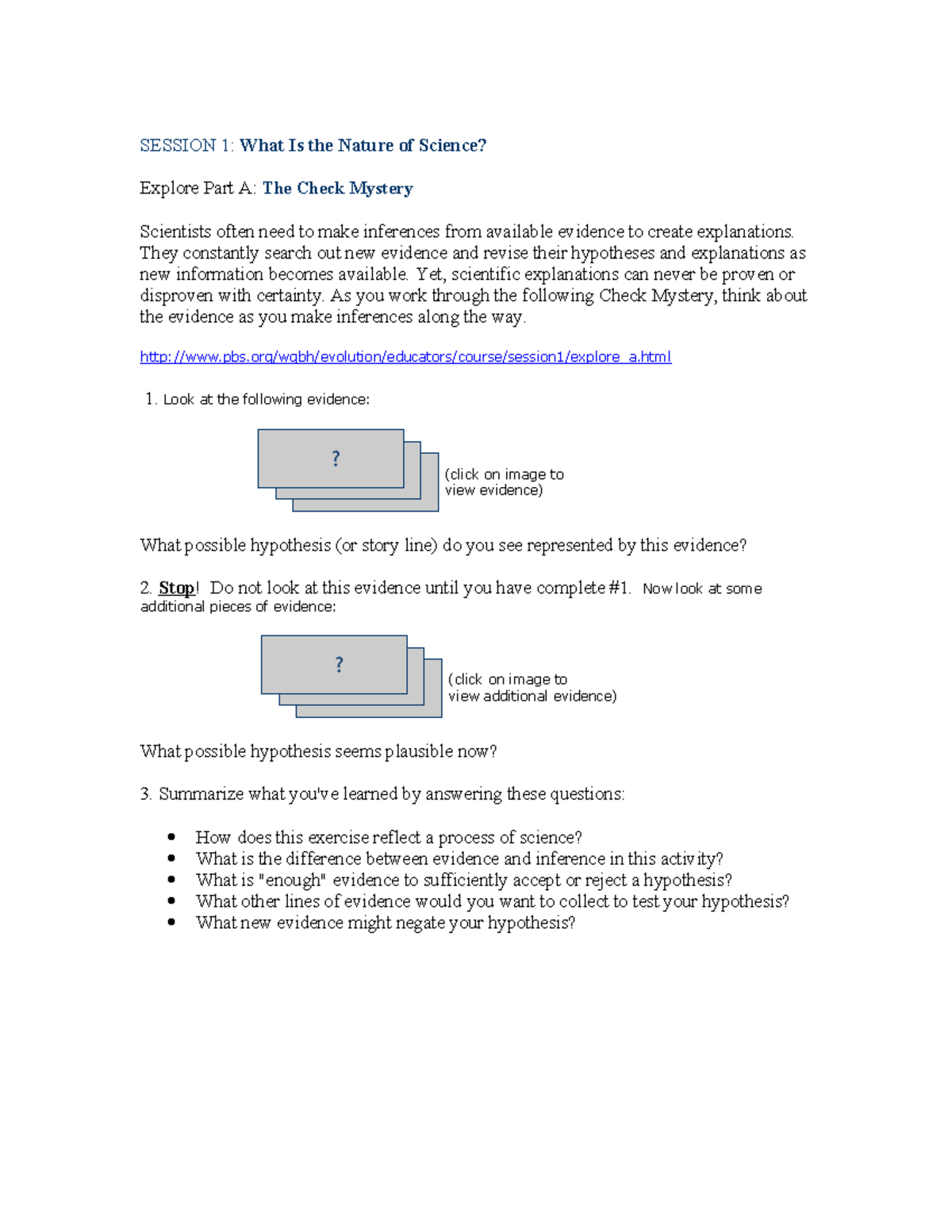 The Check Mystery B: Nature of Science Lab Report Analysis - Studocu