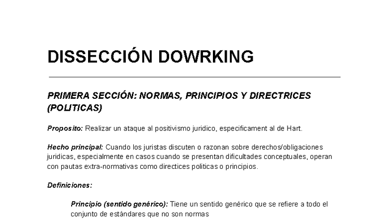 DISSECCIÓN DOWRKING: NORMAS Y PRINCIPIOS JURÍDICOS - Studocu