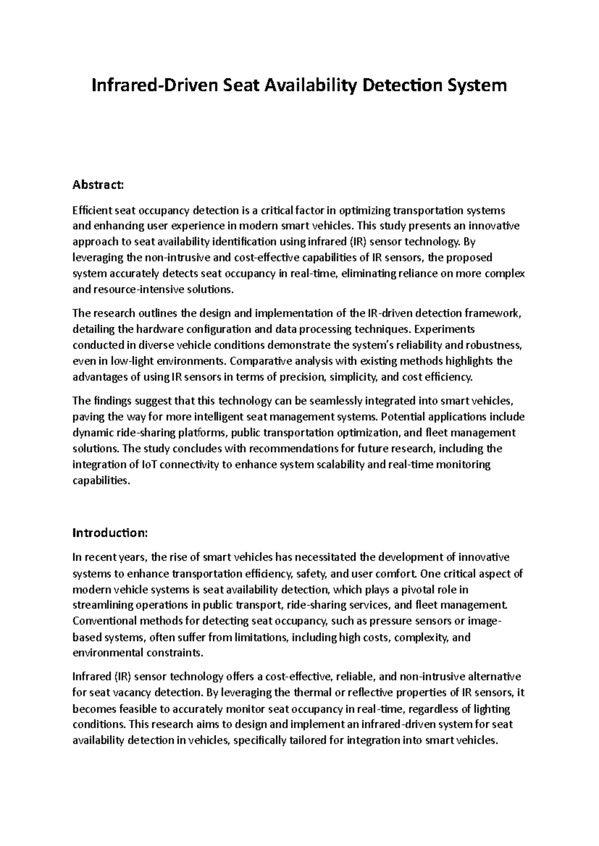 IR Sensor-Based Seat Availability Detection System for Smart Vehicles ...